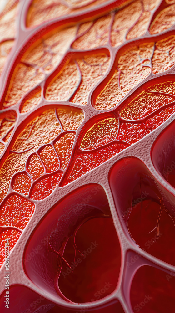 A detailed cross section of human artery reveals intricate histological ...