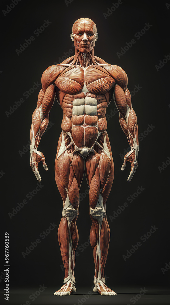 detailed diagram of human body showcases muscle attachments ...