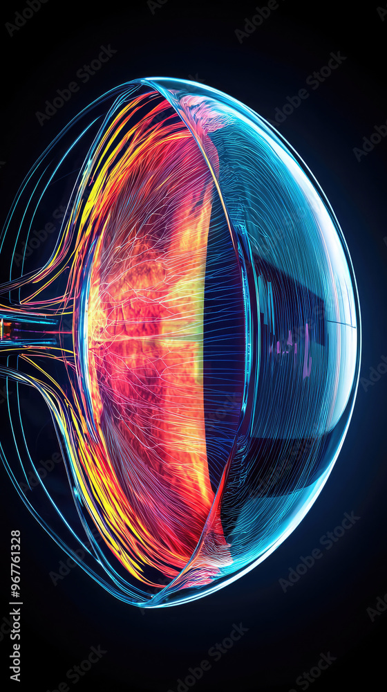 image depicts detailed diagram of human eye, showcasing intricate ...