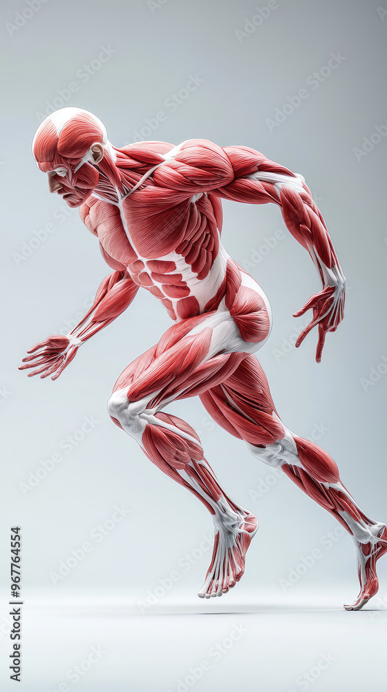 illustration showcases human bodys muscular system in action, depicting ...