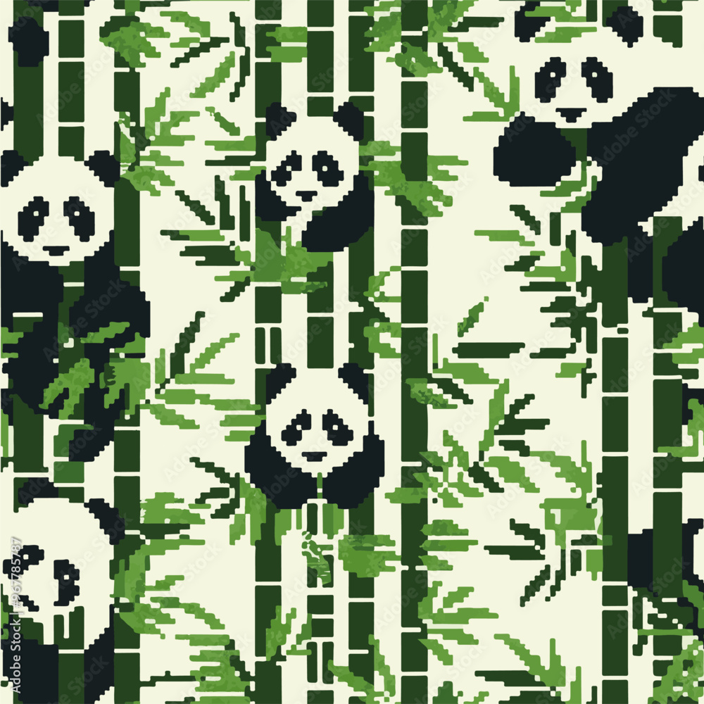 panda patterns, cute pixel pandas. vector illustration, children's ...