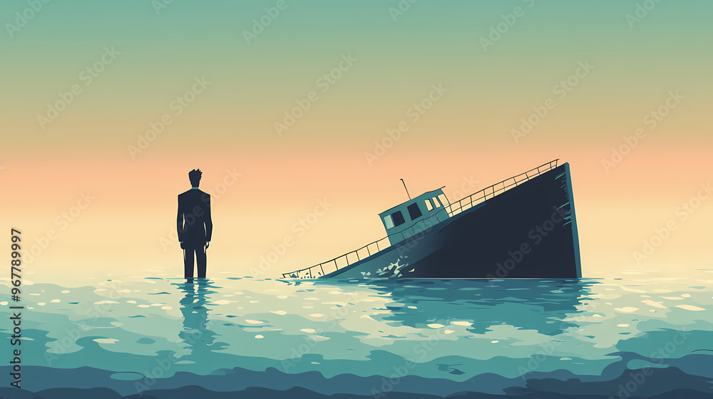 Sinking ship metaphor and failing business despair concept as a ...