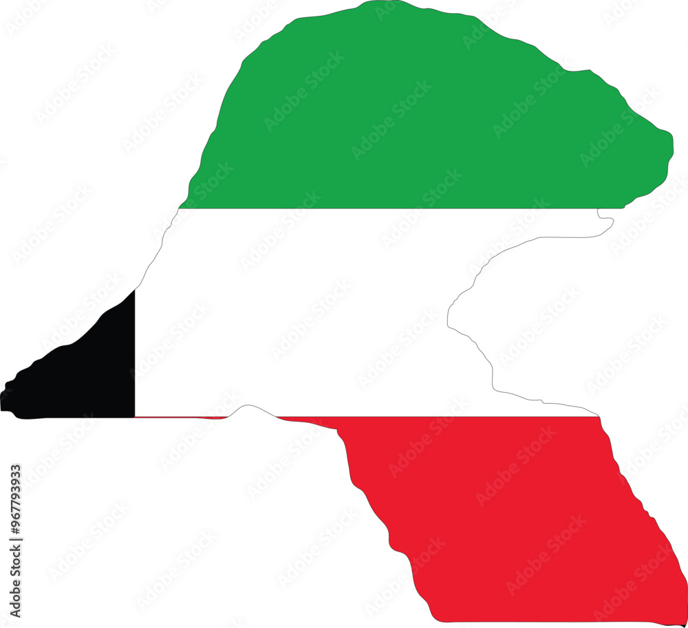 Kuwait Flag in Map, Kuwait Map with Flag, Map of Kuwait, Map with Flag ...