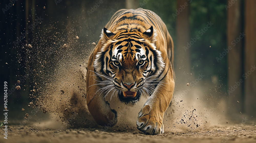 Showcases the raw power and ferocity of a tiger in a dynamic pose Stock ...