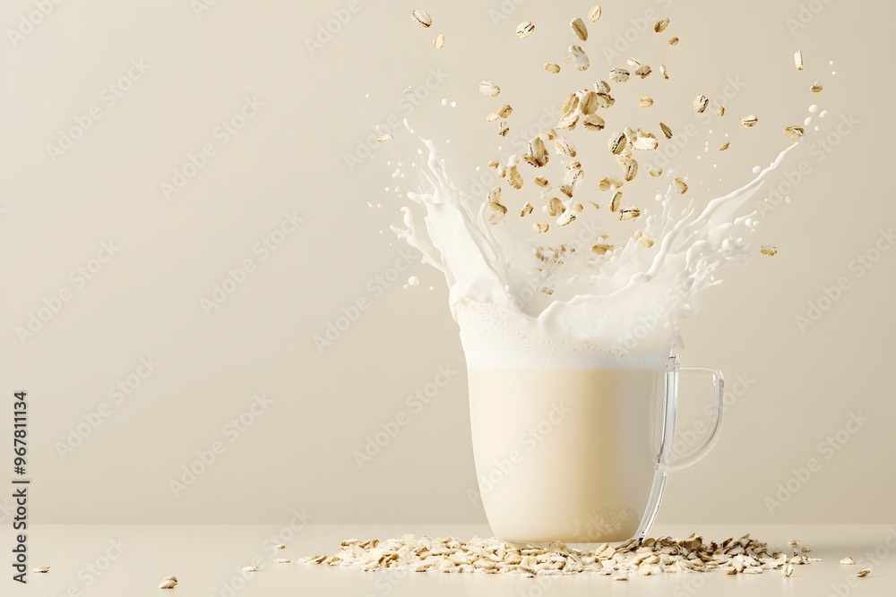 Vibrant Explosion of Victoria s Creamy Oat Milk Latte with Swirling ...