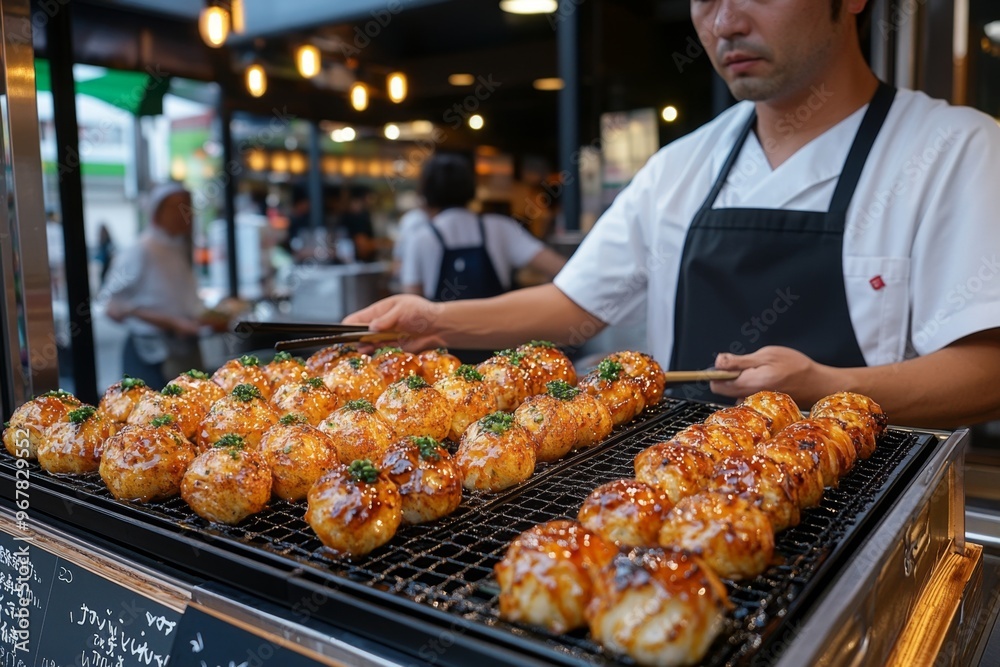 Osaka's famous food district, Kuromon Ichiba Market, packed with street ...