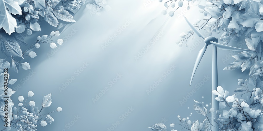 An abstract background featuring a wind turbine outline surrounded by ...