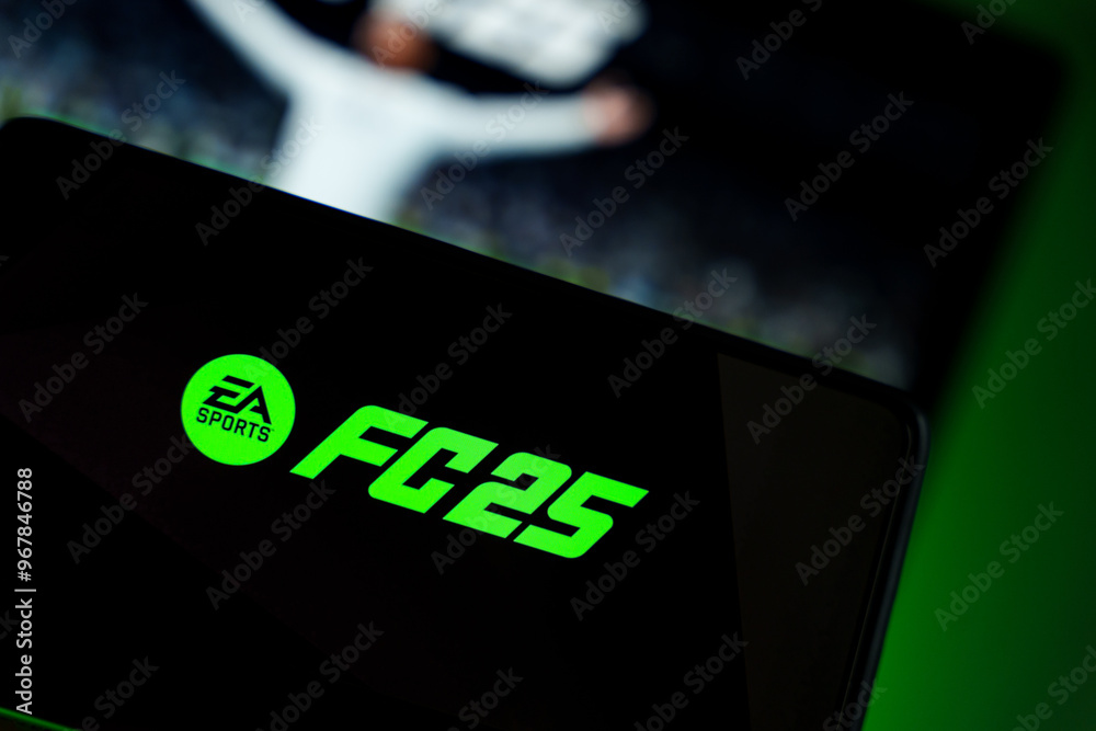 EA Sports FC 25 new football video game logo displayed on smarthpone ...