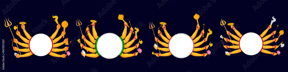 Goddess Durga Ten Hands In Happy Durga Puja Subh Navratri Banner ...
