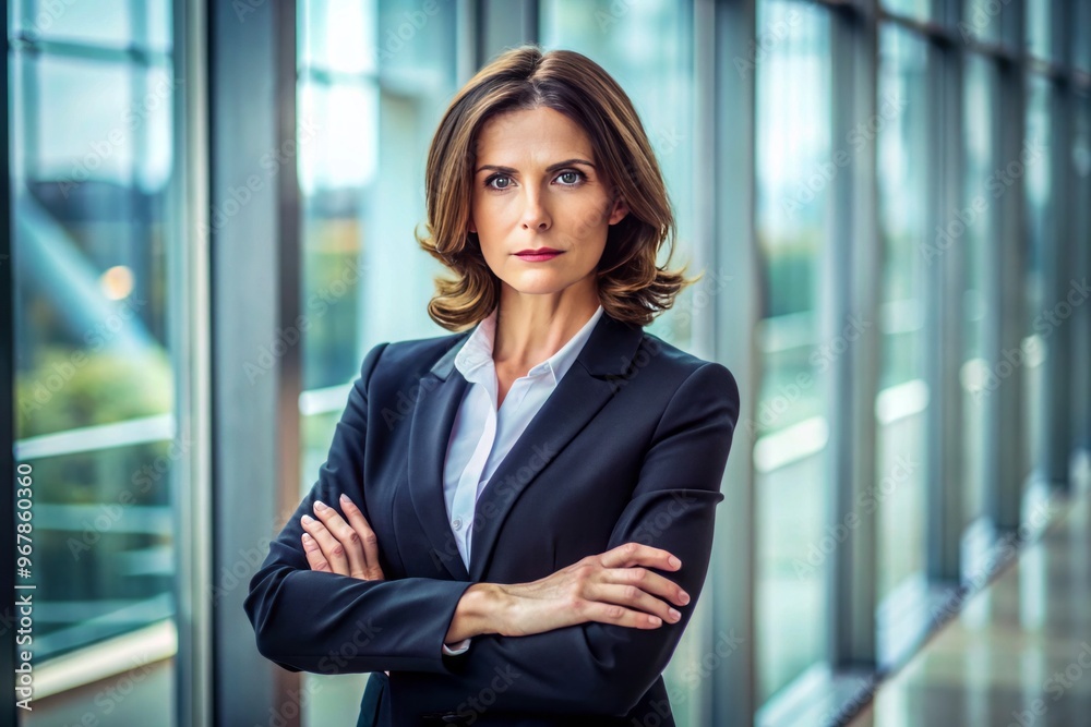 Serious-looking female authority figure with arms crossed, wearing a ...