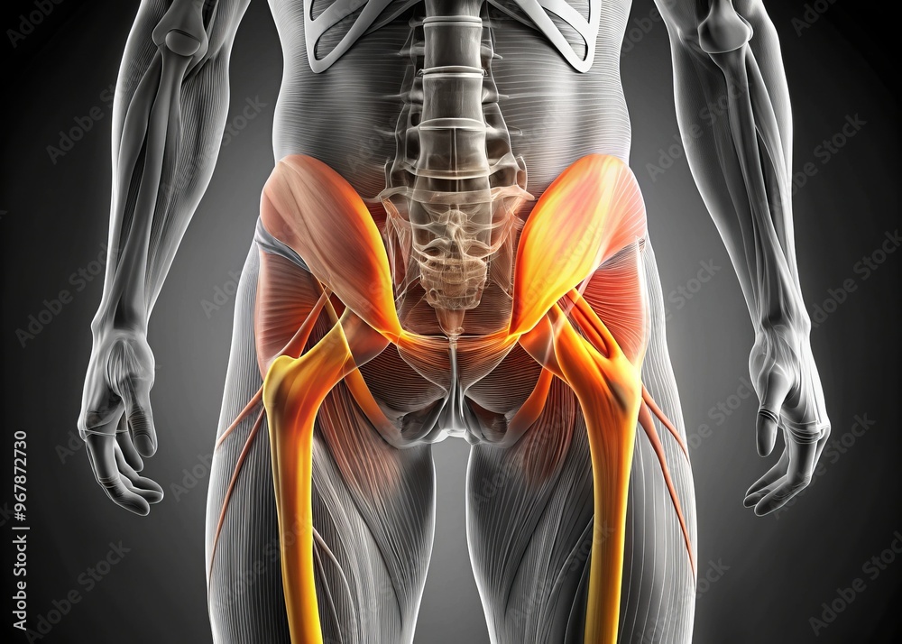 male hip anatomy silhouette technical study cool focus black and white ...