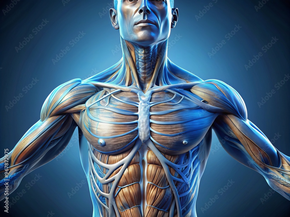 male upper body anatomy detailed dissection accurate anatomical drawing ...