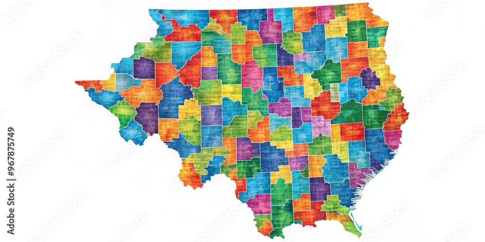 Vibrant digital illustration of the State of Illinois map, showcasing ...