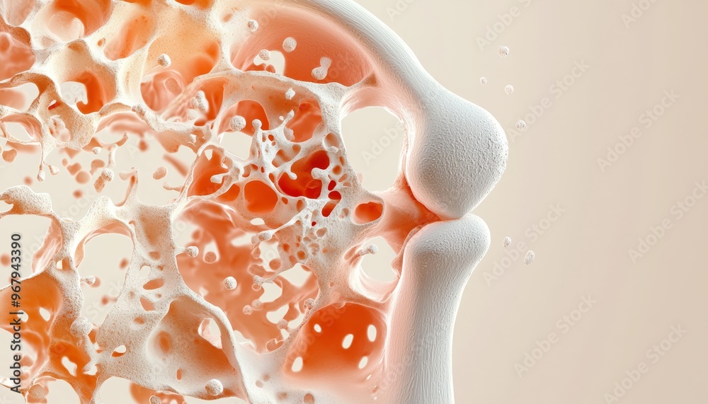 Anatomical illustration of a bone with exposed cross-section ...