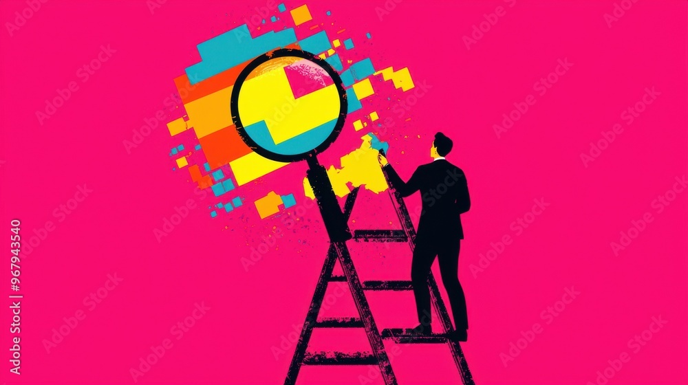 A fragmented ladder with missing rungs, and a person analyzing it with ...