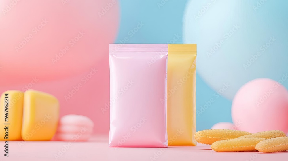 Blank snack wrapper mockup with subtle gradients, editable layers ...