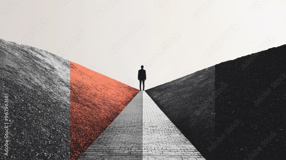 A person standing in front of a path that splits into different ...