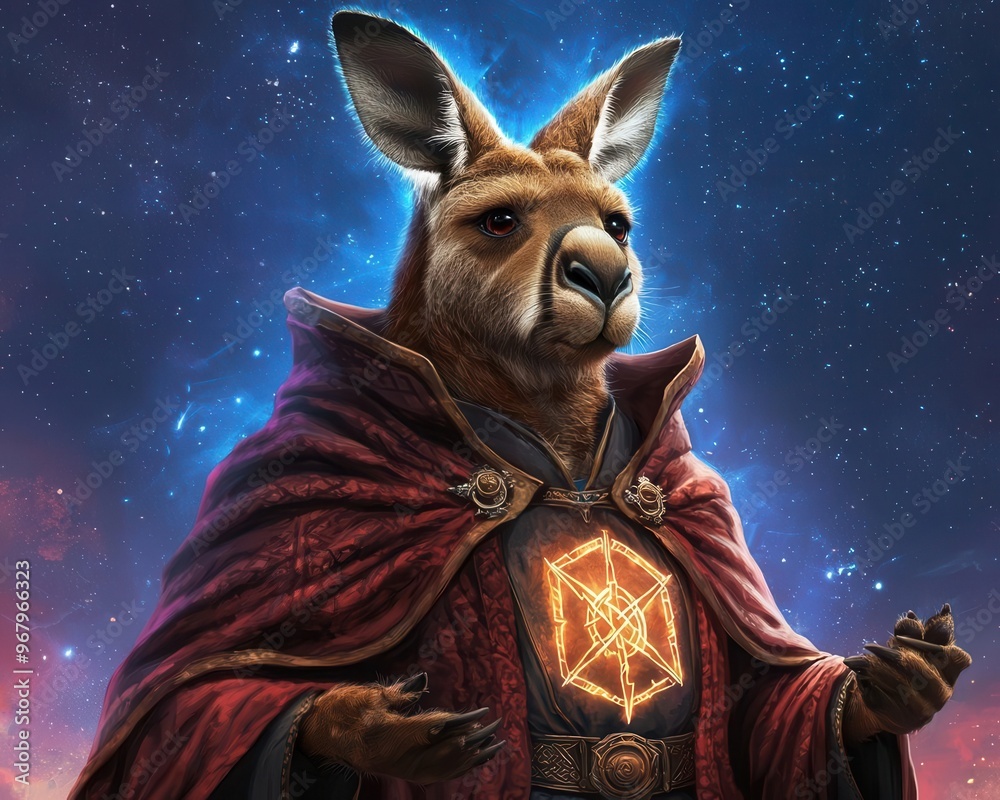Kangaroo in a wizard s cloak with glowing runes, Kangaroo in wizard ...