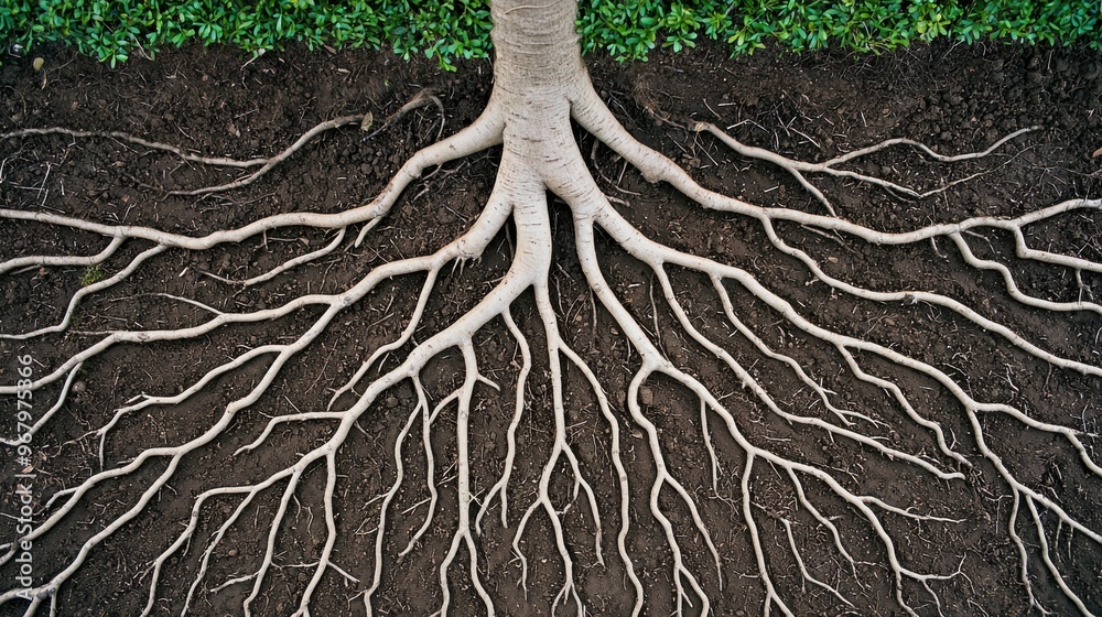 A tree with multiple roots intertwining, how individual efforts ...