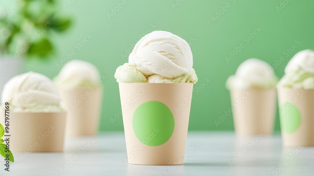 Eco-friendly ice cream tub mockup made of kraft paper with a ...