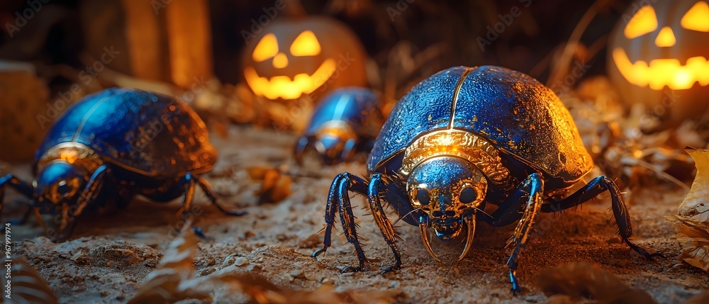 Mysterious Egyptian scarab beetles crawling out of ancient tombs on a ...