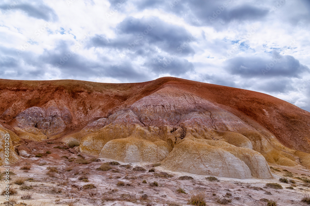 Akzhar Ulytau chalk mountains in the desert of Kazakhstan. Rare sandy ...