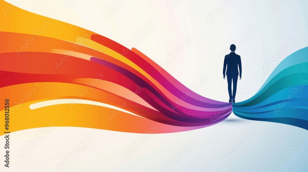 Path of Personal Growth: A human figure walking down a path that splits ...