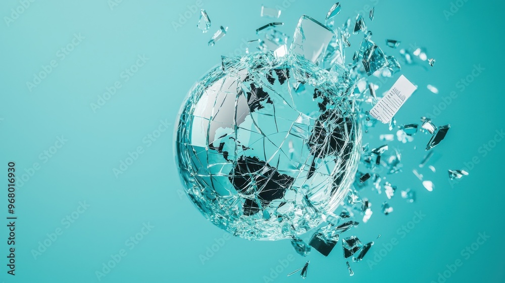 Shattered Globe of Opportunities: A globe made of glass, cracked and ...