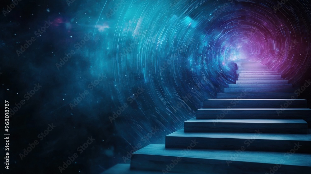 Steps of Transformation: A set of floating stairs leading from a dark ...