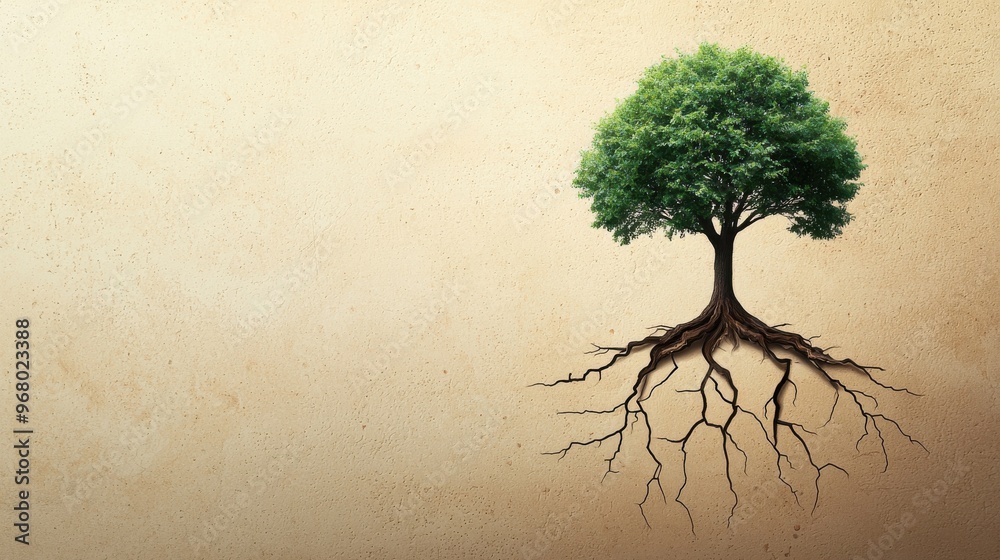 Tree Growing from a Sales Chart: A strong tree growing out of a cracked ...