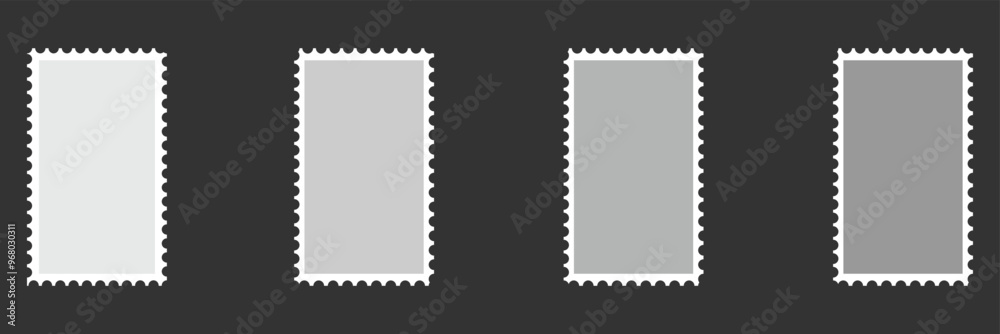 Postage stamp perforated borders. Blank postal frame template for ...