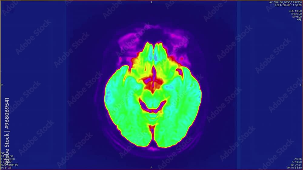 Magnetic resonance images of the brain, MRI of the brain, of a patient ...