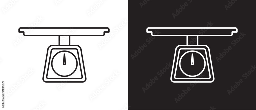 Simple Weight scale icon. Line weighing icon. Healthy scale food tools ...