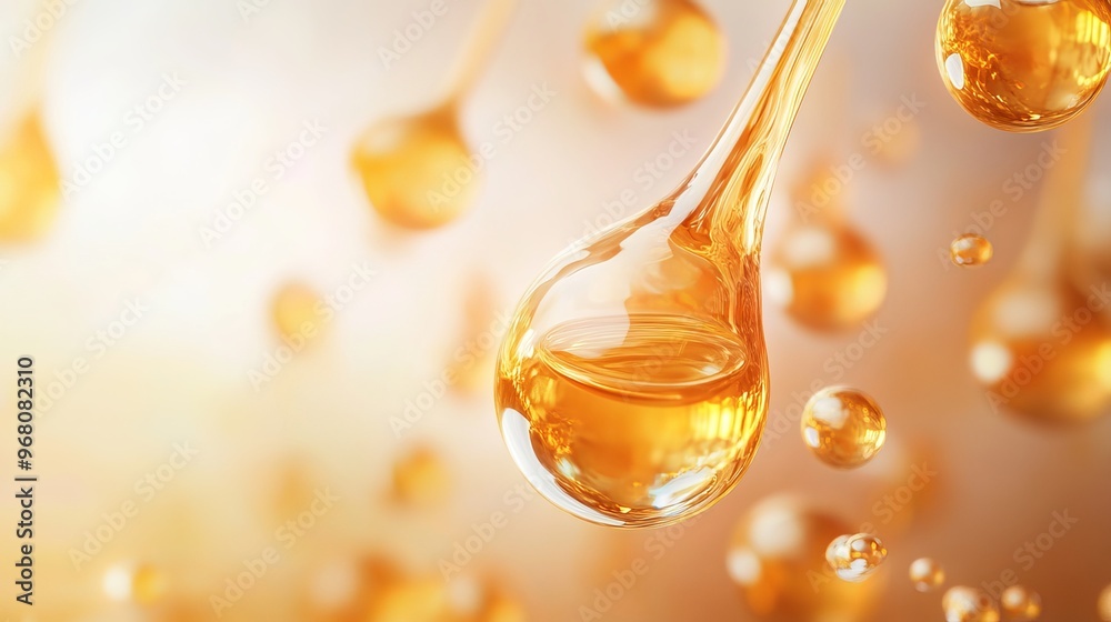 Cosmetic serum oil drop on skin cell, skin repair, moisturizer ...