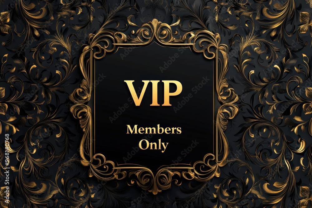 luxury background with golden text VIP members only diamond grid, and crown. black wallpaper ...