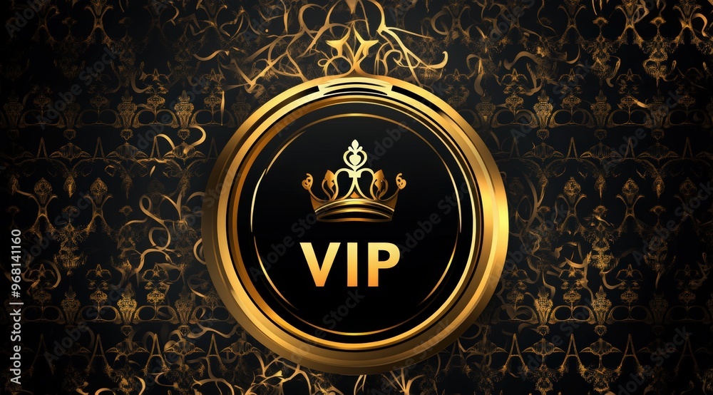 luxury background with golden text VIP members only diamond grid, and crown. black wallpaper ...