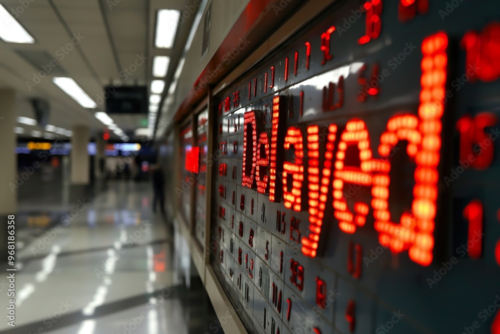 The board display at an airport terminal reveals multiple delayed ...