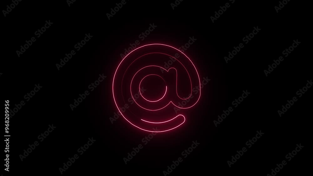 Neon At-fill icon on dark background. Glowing filled At symbol ...