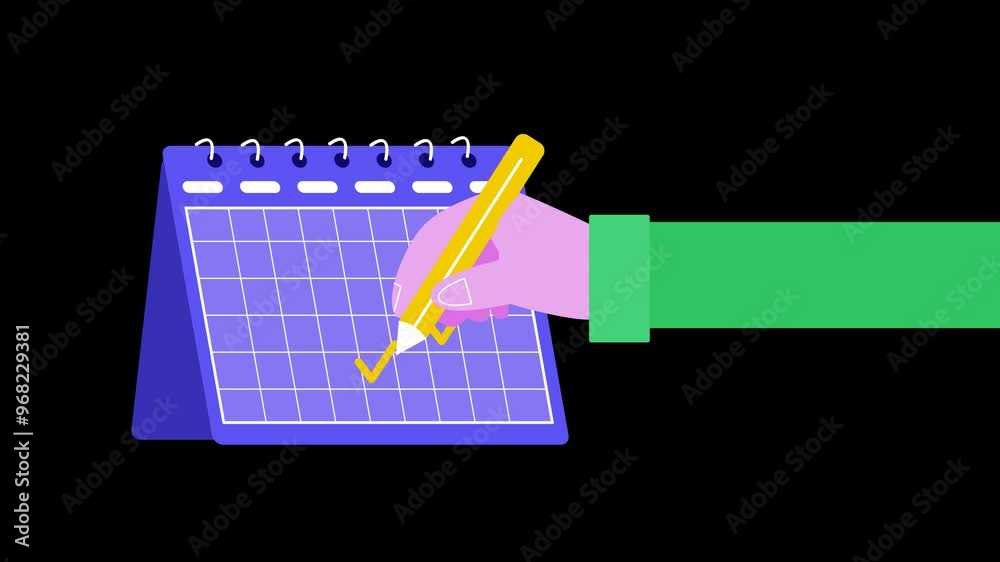 2d animation of hand holding pencil ticking off tasks on calendar ...