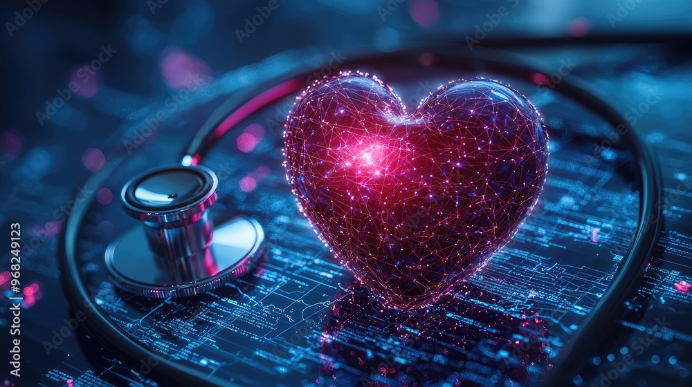 futuristic medical research or heart cardiology health care with ...