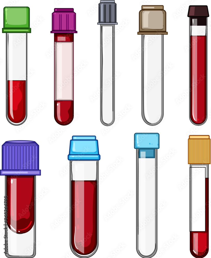 blood test vial set cartoon. laboratory analysis, diagnostics ...