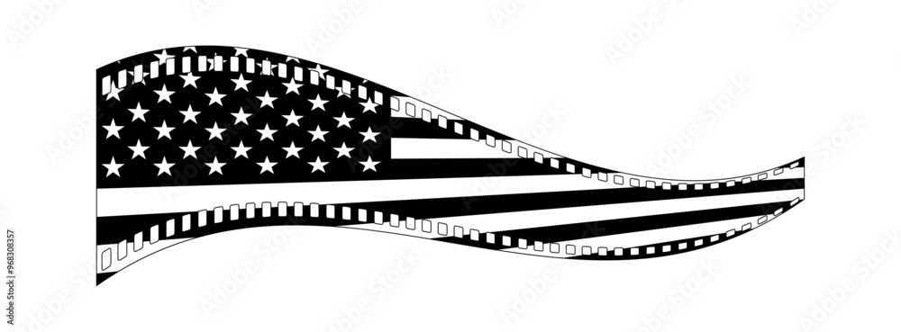 Black and white vintage style american flag 35mm film strip frame ...