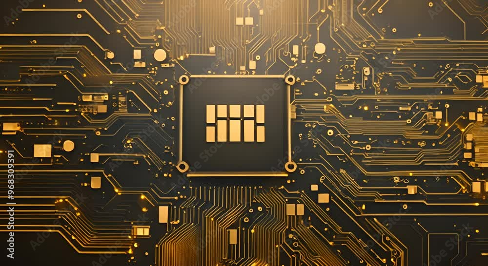 Digital Data moving on Circuit Board and CPU loop backgrounds Computer Processing and organizing ...