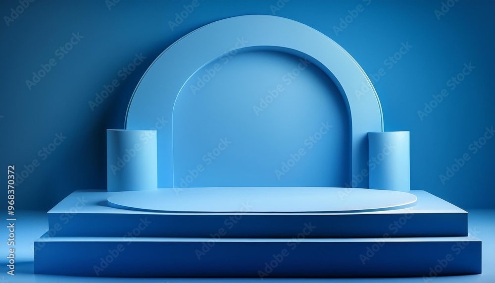 gradient blue podium for modern product display featuring a sleek ...