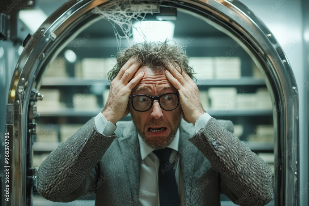 Businessmen in suits often stand and make gestures of madness ...