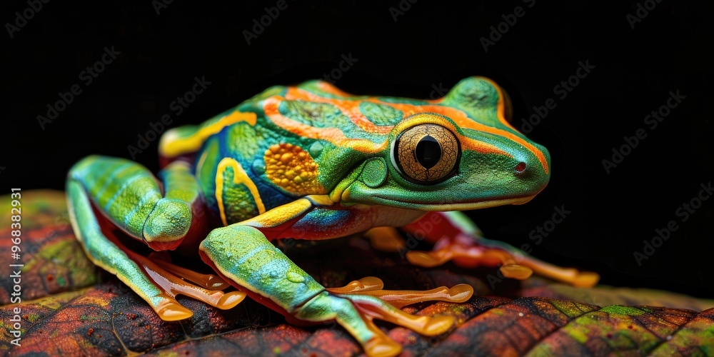 Agalychnis moreletii, commonly known as the Morelet's tree frog, black ...