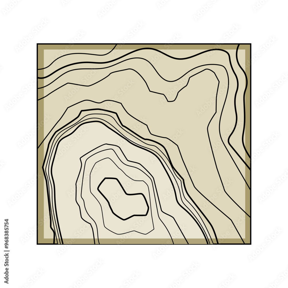shelf sea topogrphic cartoon. slope plain, canyon mount, plateau rise ...