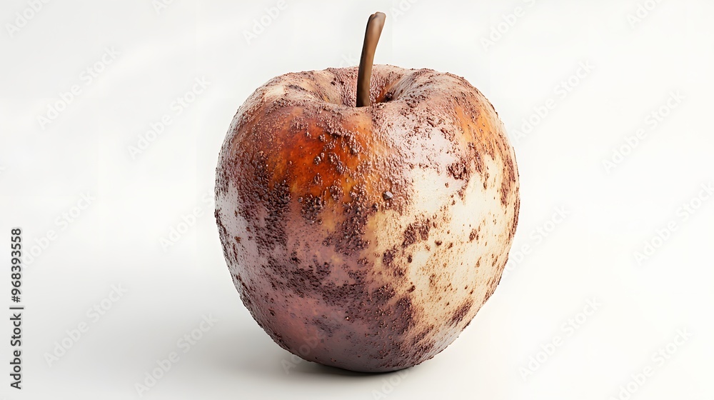 1. **A 3D render of a rotting apple, with brown spots and wrinkled skin ...