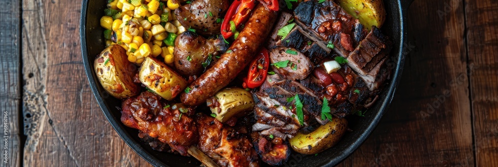 Traditional Fritanga featuring a variety of beef, chicken, Creole ...