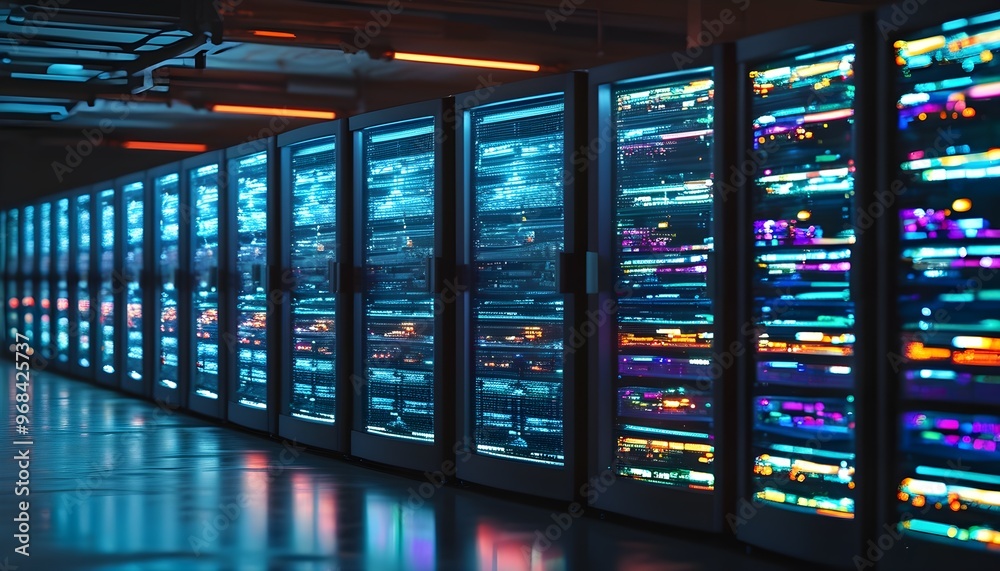 Inside the Nerve Center: Illuminated Blue Server Racks Driving Our ...